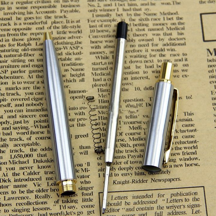 Bút bi bấm vỏ inox BP037 ngòi bấm | Bút các loại